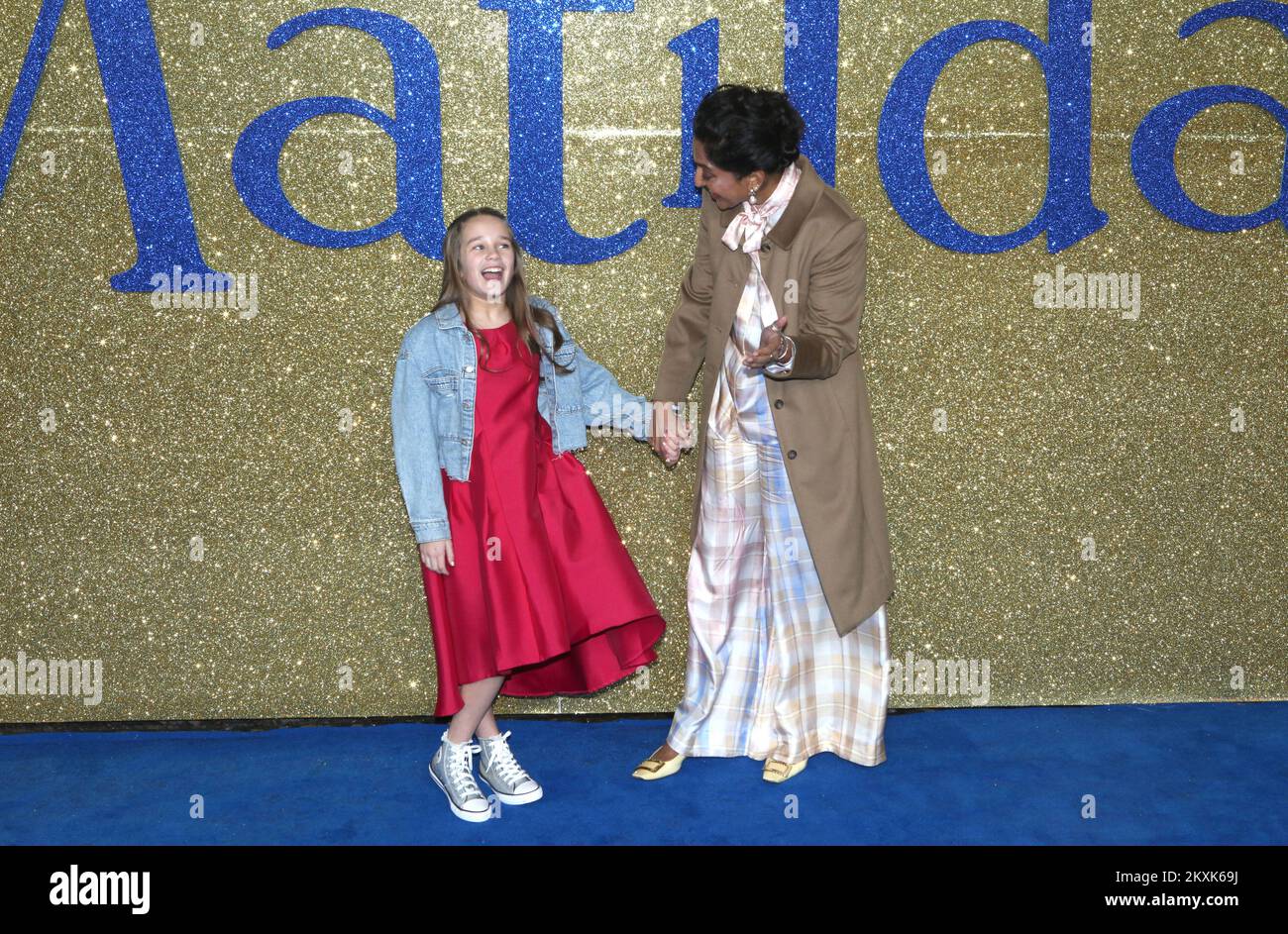 London, UK. Alisha Weir and Sindhu Vee at the gala screening of Matilda ...