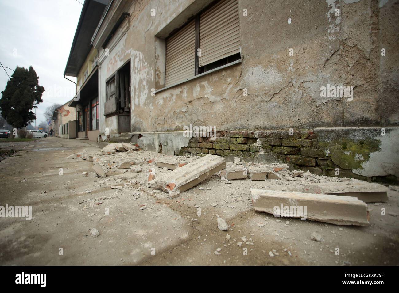 Earthquake aftermath are pictured at the street of Petrinja, Croatia on ...