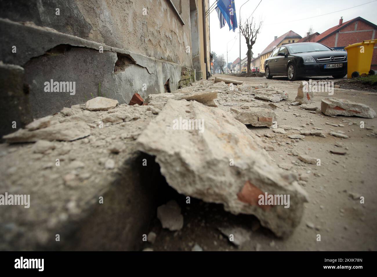 Earthquake aftermath are pictured at the street of Petrinja, Croatia on ...