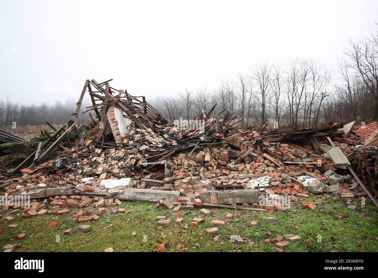 A damaged house is seen in the Majske Poljan village after an ...
