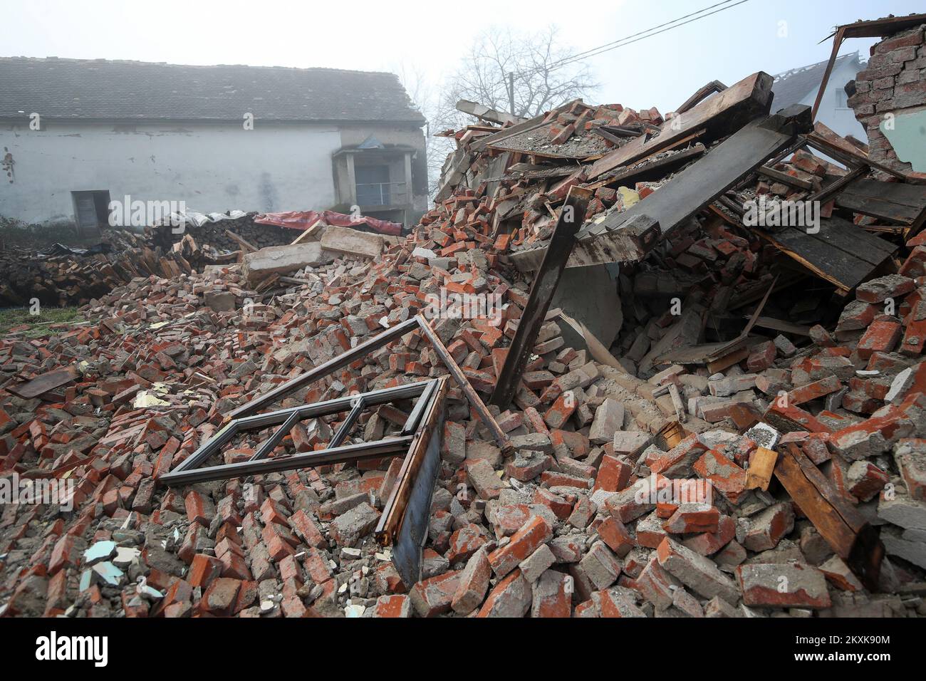 A damaged house is seen in the Majske Poljan village after an ...