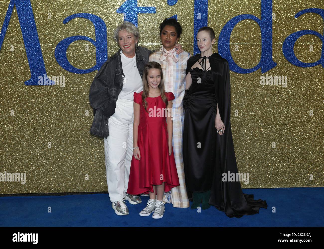 London, UK. Emma Thompson, Alisha Weir, Sindhu Vee, Andrea Riseborough ...