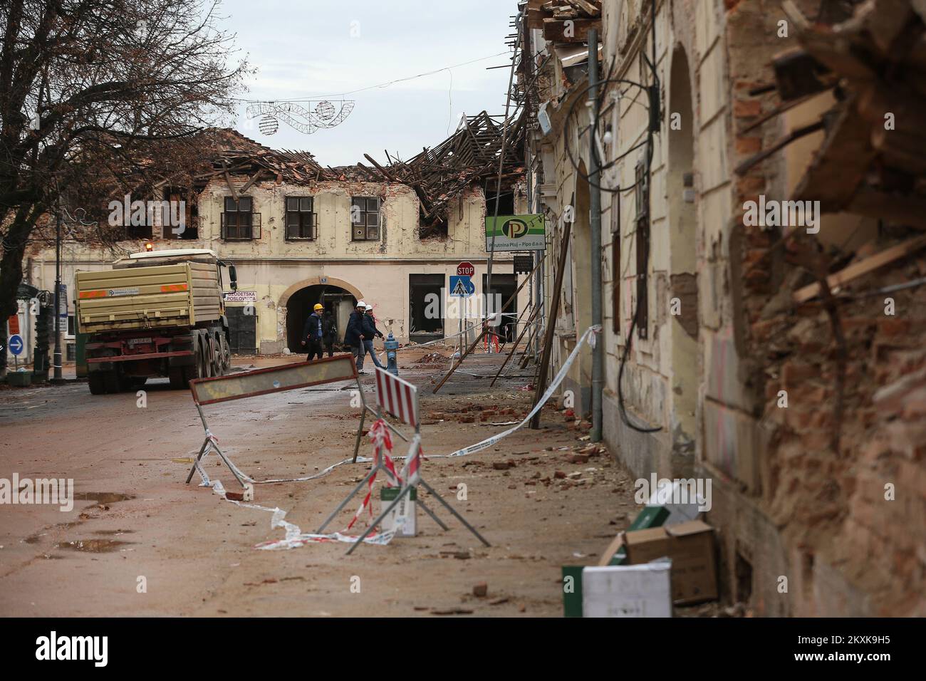A damaged house is seen in Petrinja, after an earthquake in Croatia ...