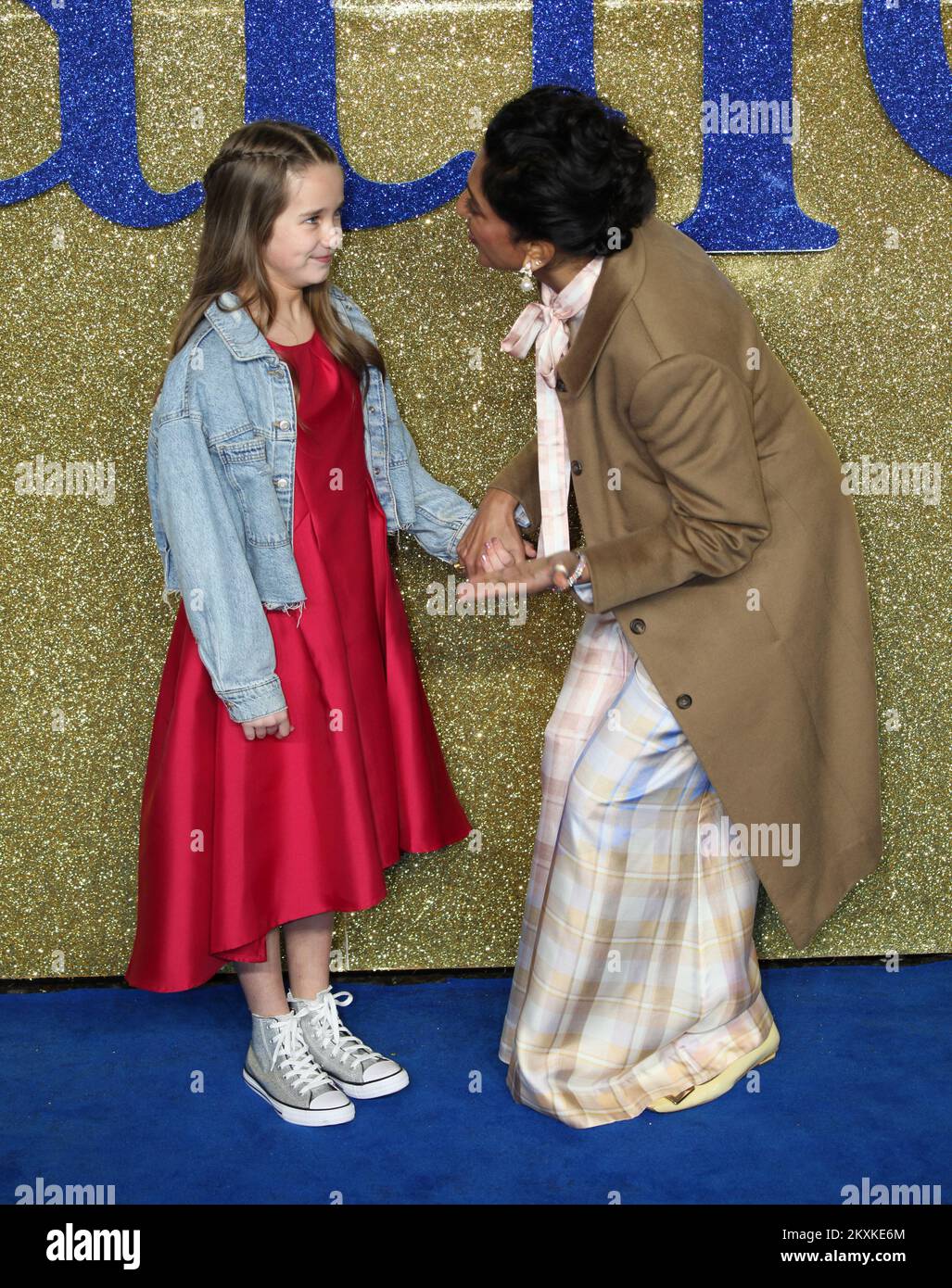 London, UK. Alisha Weir and Sindhu Vee at the gala screening of Matilda ...