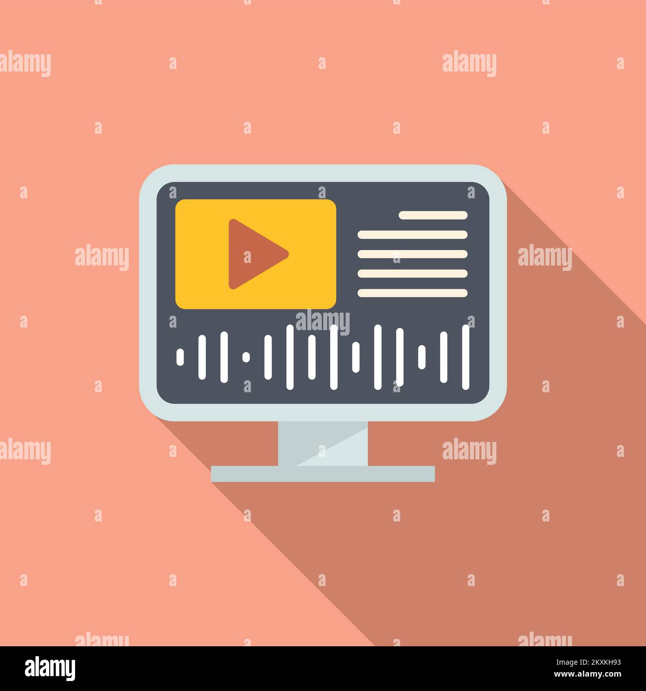 Pc edit icon flat vector. Film montage. Animation sound Stock Vector ...