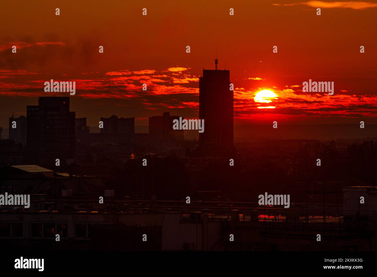 Sunset above Zagreb, Croatia on 18. January, 2021. Photo: Davor ...