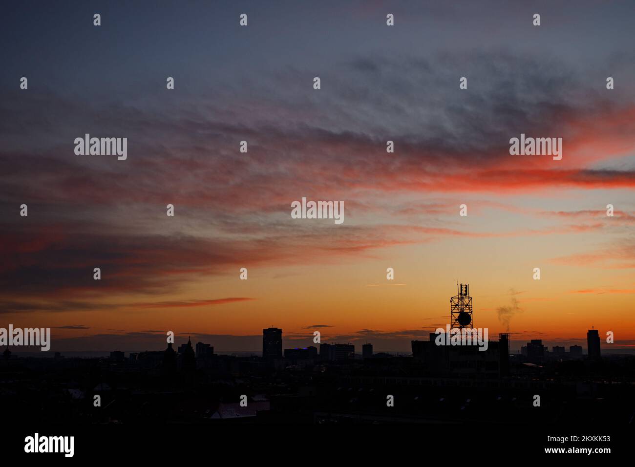 Sunset above Zagreb, Croatia on 18. January, 2021. Photo: Davor ...