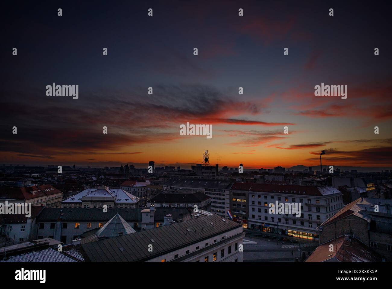 Sunset above Zagreb, Croatia on 18. January, 2021. Photo: Davor ...