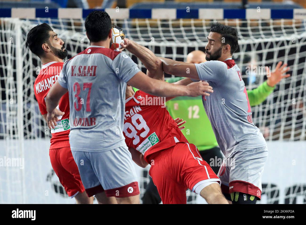 CAIRO, EGYPT - JANUARY 23: Frankis Marzo of Quatar and Husain Al-Sayyad of Bahrain during the ...