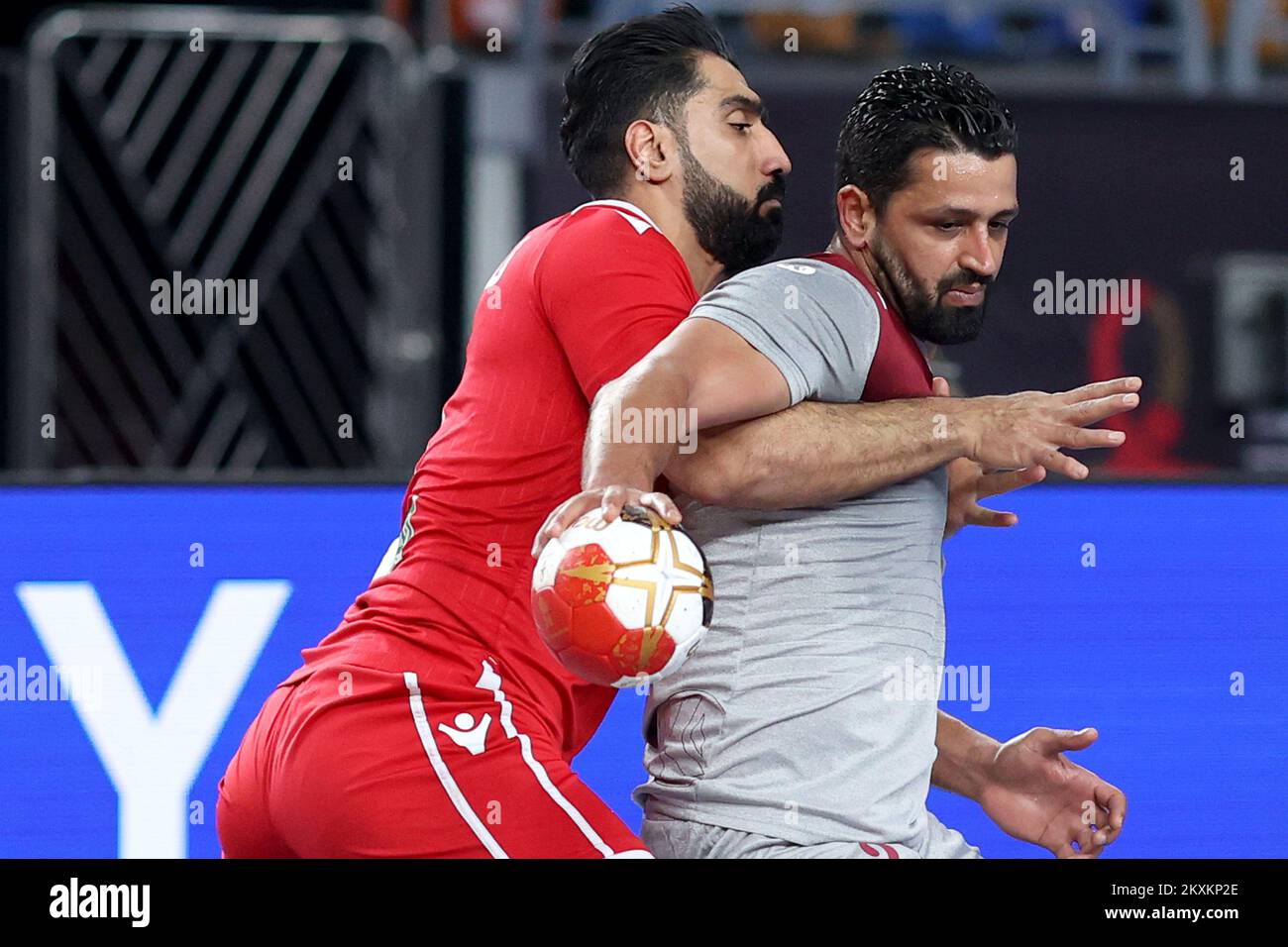 CAIRO, EGYPT - JANUARY 23: Mohamed Merza of Bahrain and Yassine Sami of ...