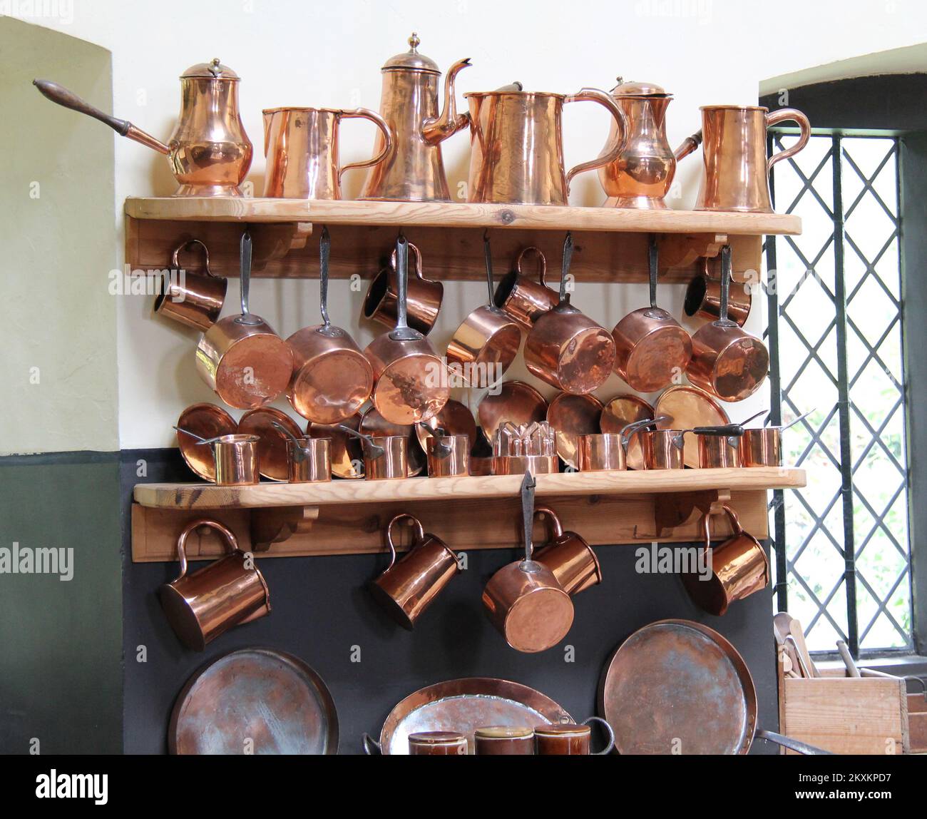 A Display of Traditional Kitchen Copper Saucepans Stock Photo - Alamy