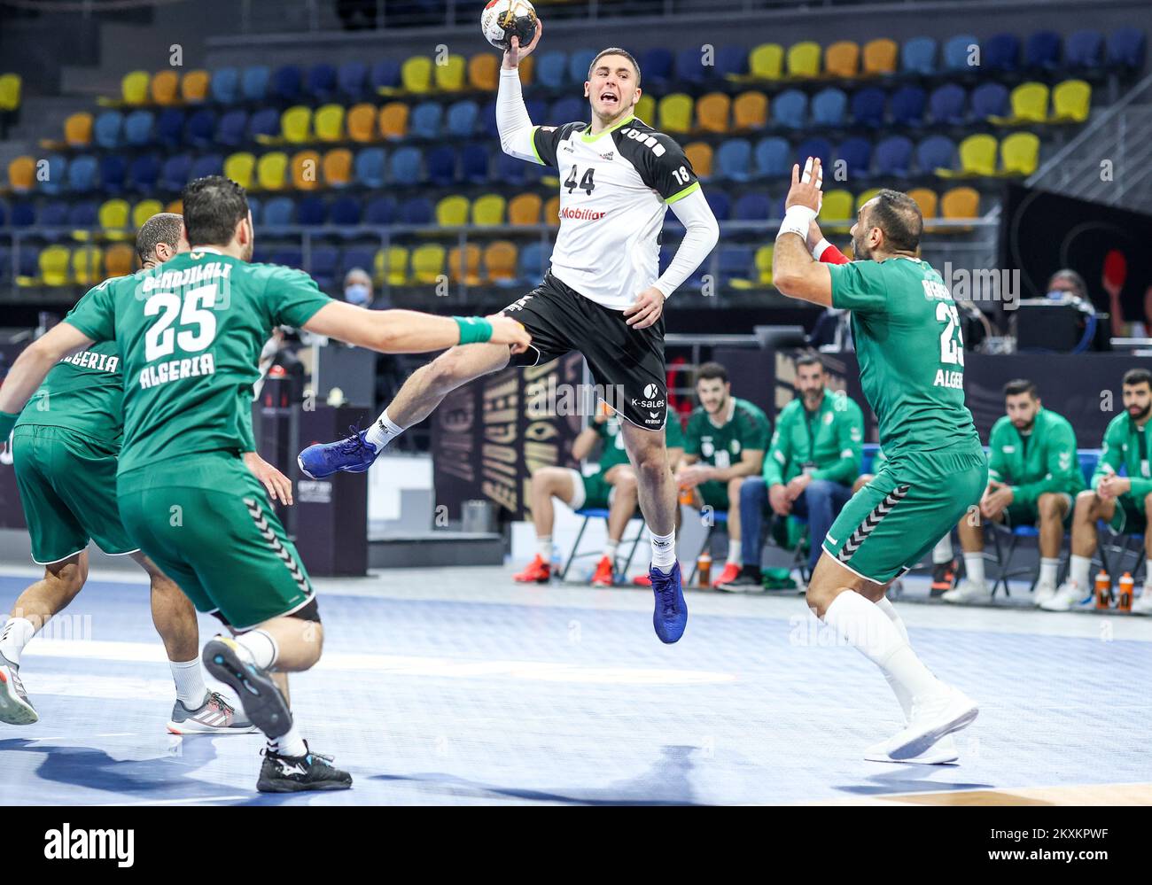 CAIRO, EGYPT - JANUARY 24: Mehdi Ben Romdhane of Switzerland during the 27th IHF Men's World ...