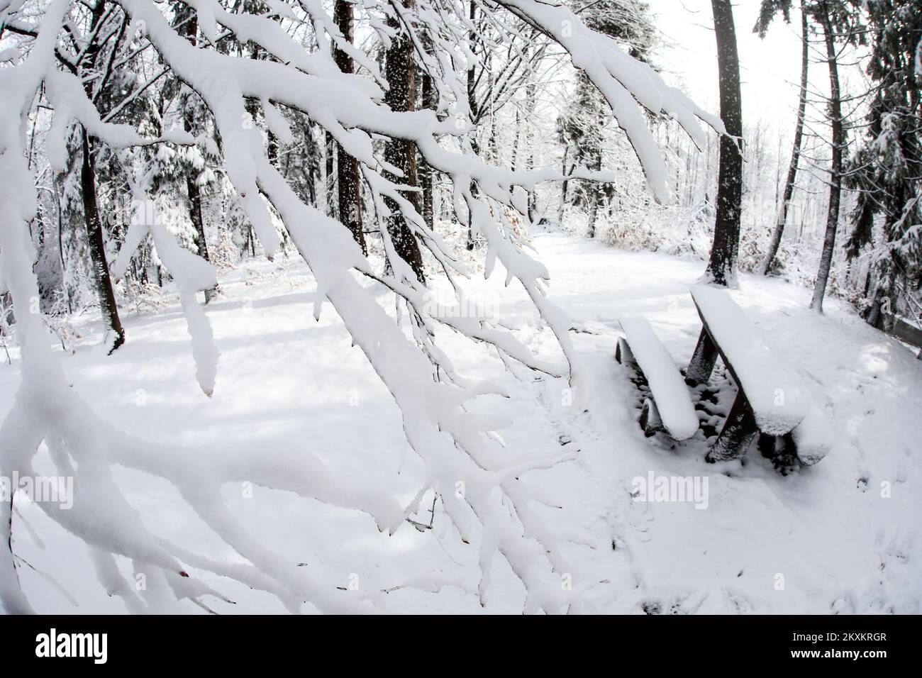 Winter weather on Medvednica mountain near Zagreb Croatia on 25 ...
