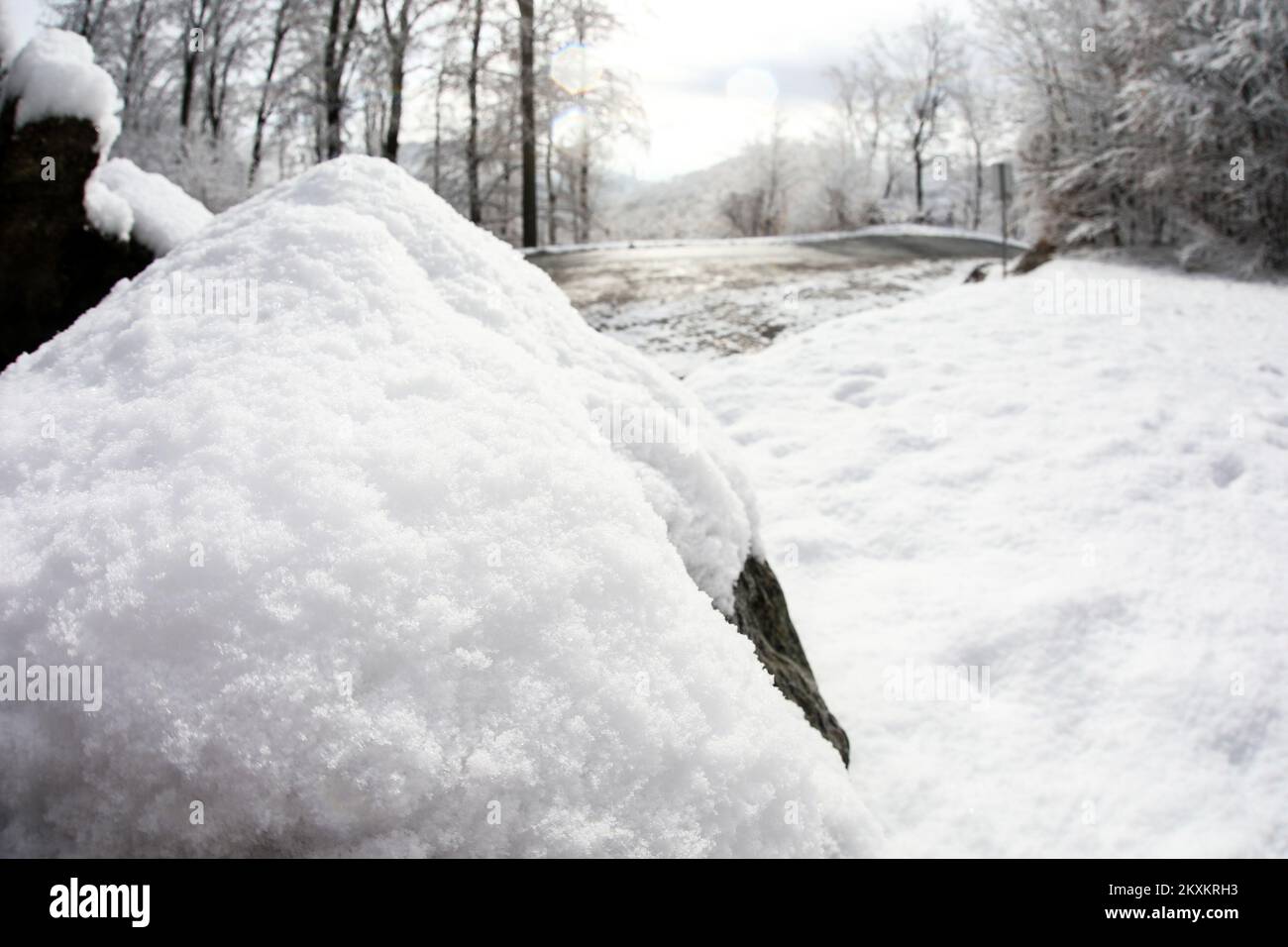 Winter weather on Medvednica mountain near Zagreb Croatia on 25 ...