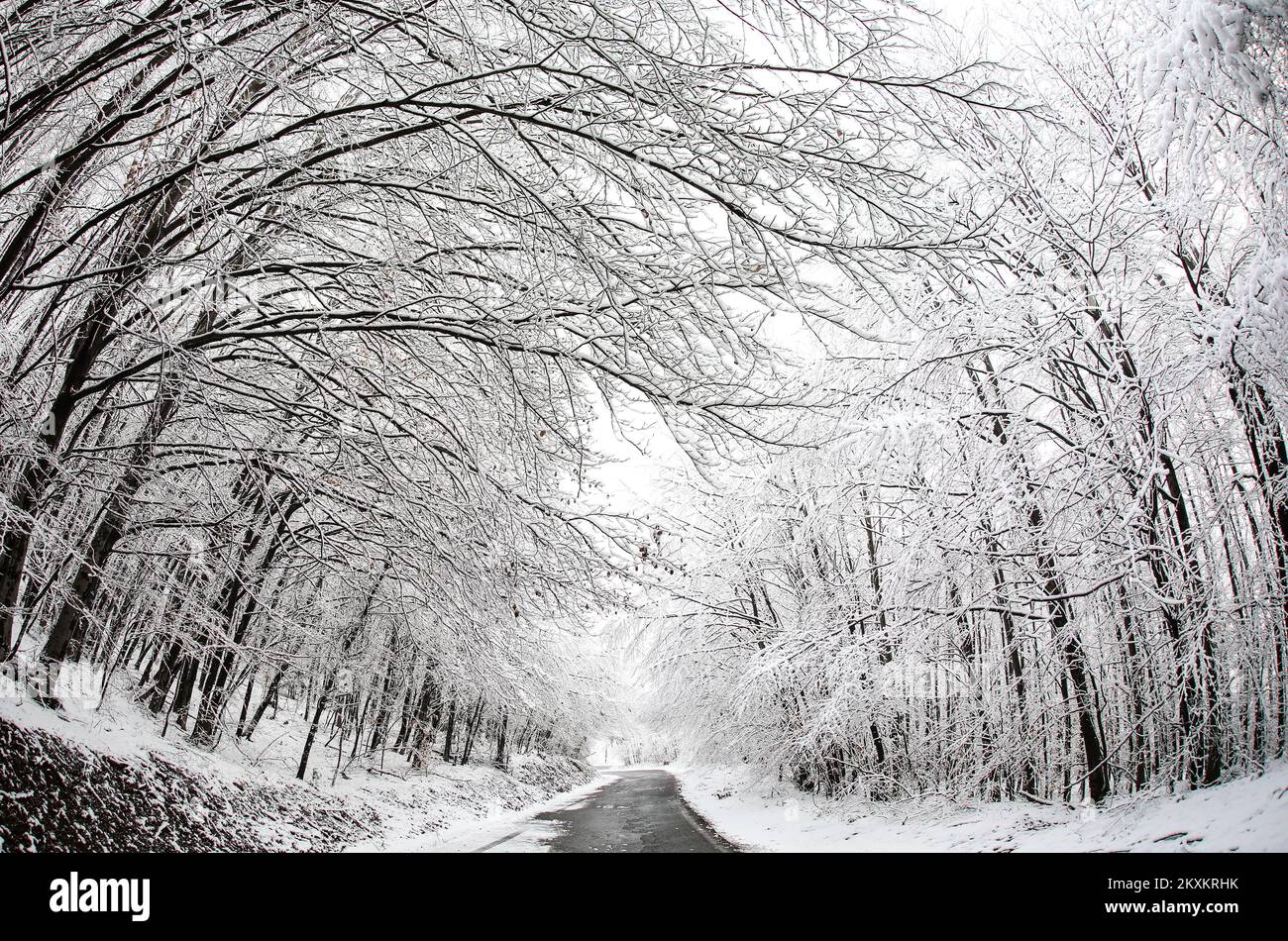 Winter weather on Medvednica mountain near Zagreb Croatia on 25 ...