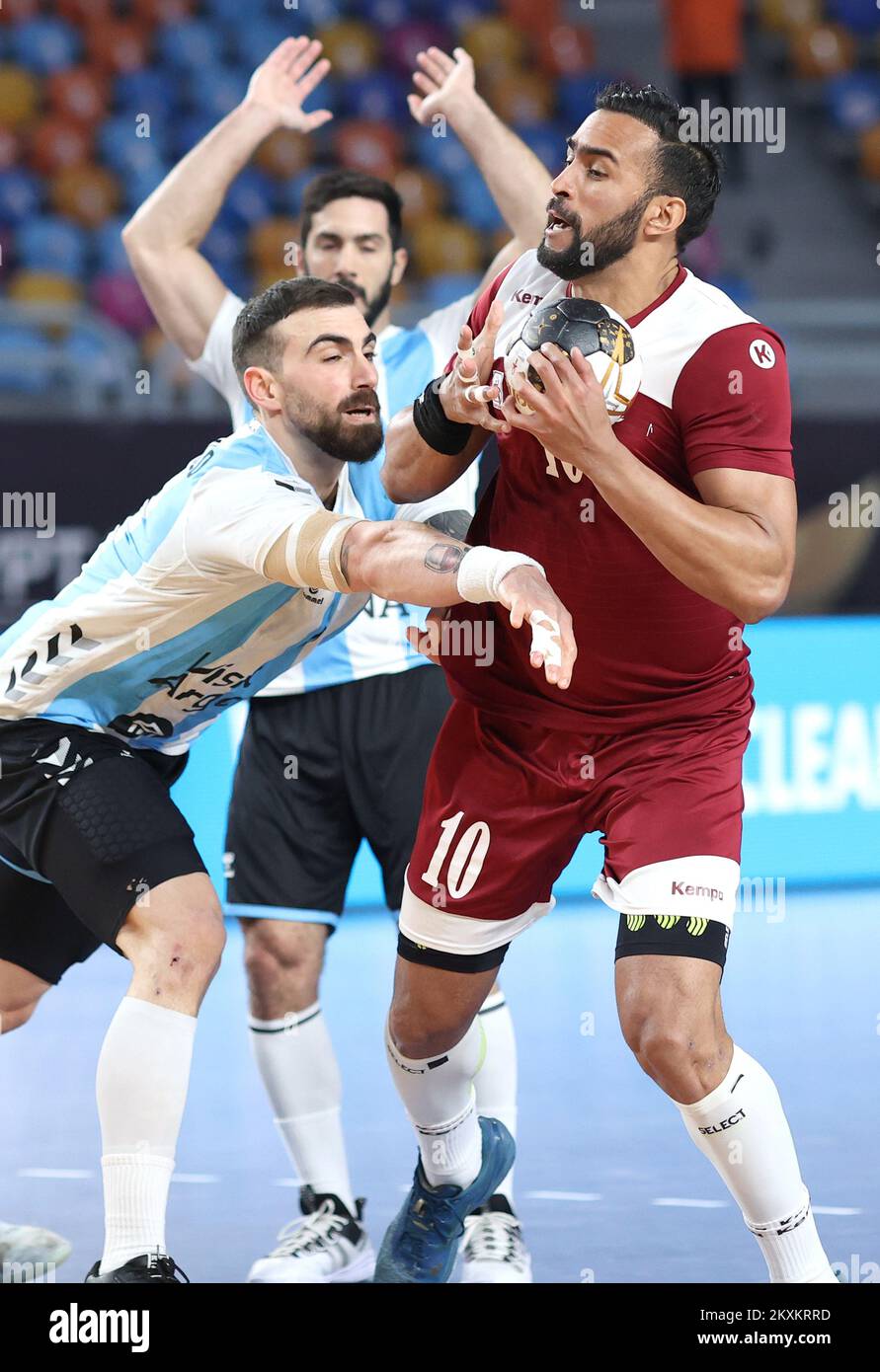 CAIRO, EGYPT - JANUARY 25: Frankis Carol of Qatar and Lucas Moscariello of Argentina during the ...