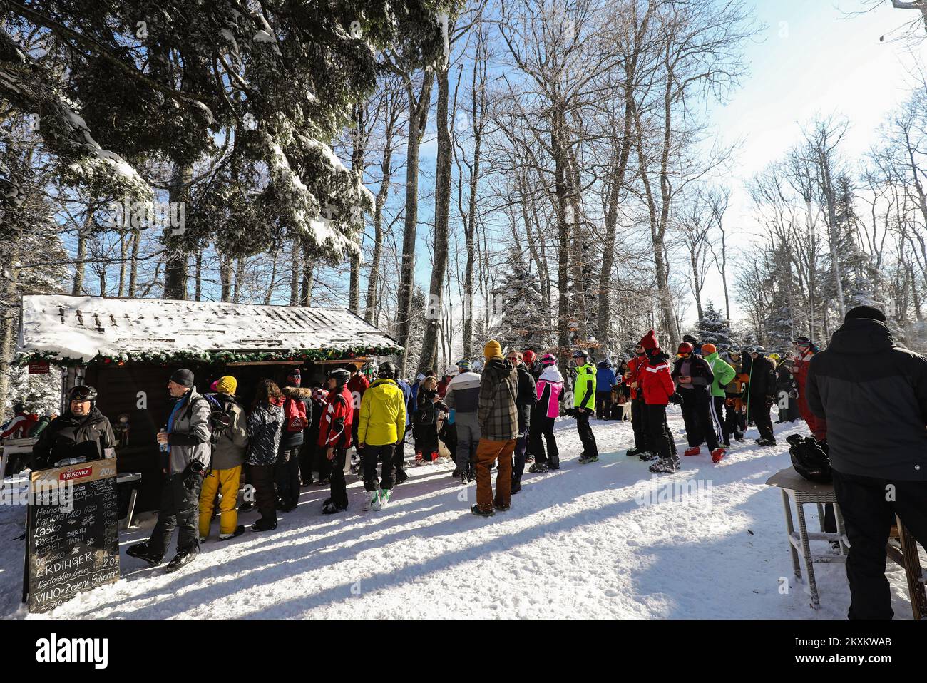 A large number of citizens enjoy the snowy atmosphere on Sljeme, the ...