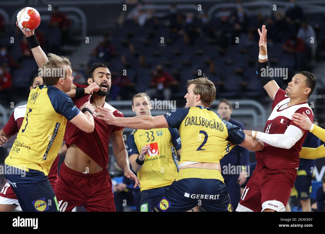 CAIRO, EGYPT - JANUARY 27: Frankis Marzo of Qatar during the 27th IHF Men's World Championship ...