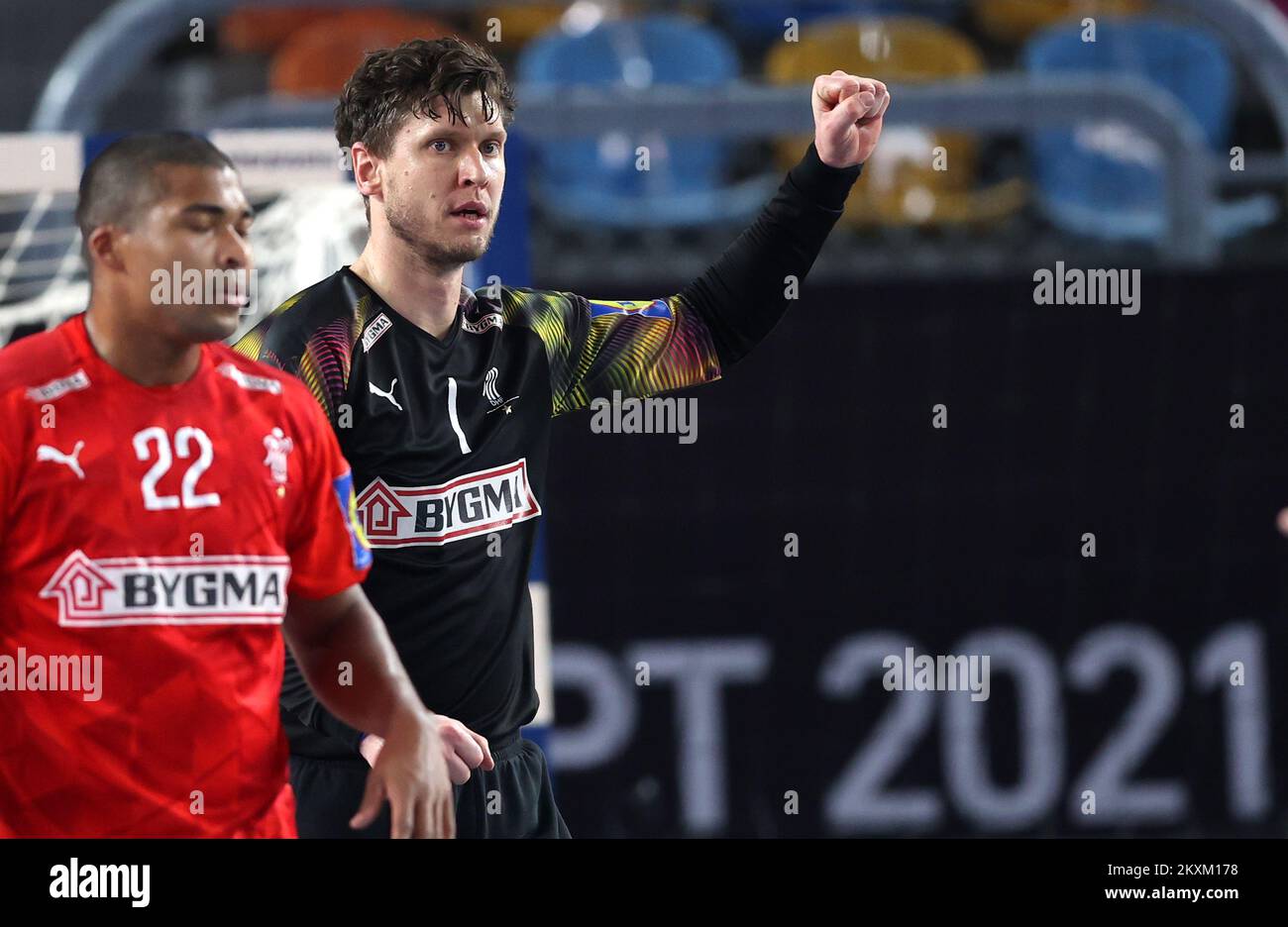 CAIRO, EGYPT - JANUARY 31: Niklas Landin Jacobsen ofDenmark during the 27th IHF Men's World ...