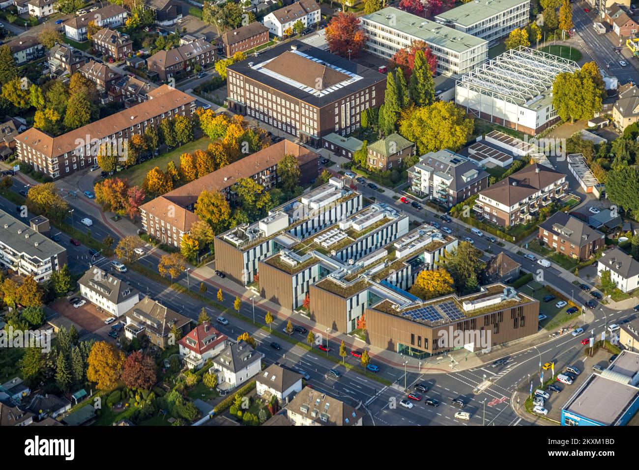Aerial view, Hochschule Ruhr West - Campus Bottrop, Hans-Sachs-Platz ...