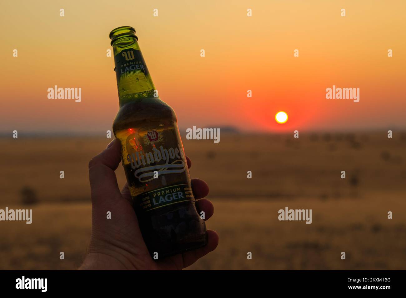 Solitaire, Namibia - 01 October 2018: Windhoek Premium Lager, local ...