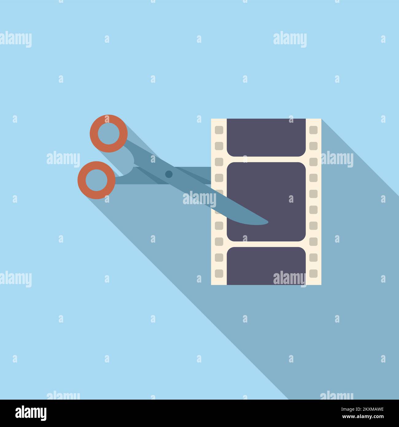 Cut film icon flat vector. Montage movie. Footage editor Stock Vector ...