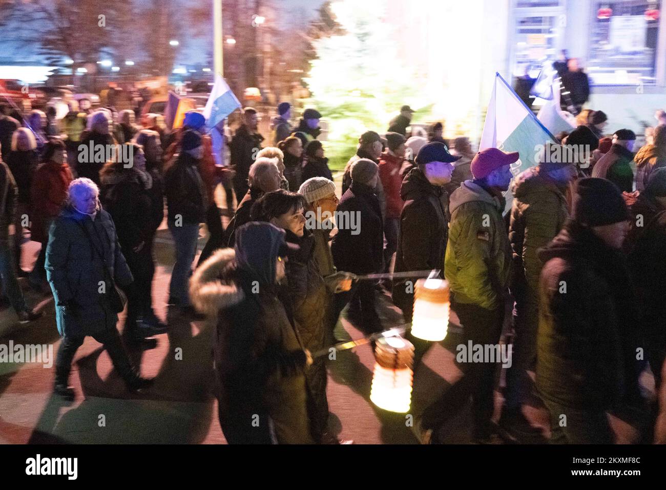 Dresden, Germany. 30th Nov, 2022. Participants of a rally of the right ...