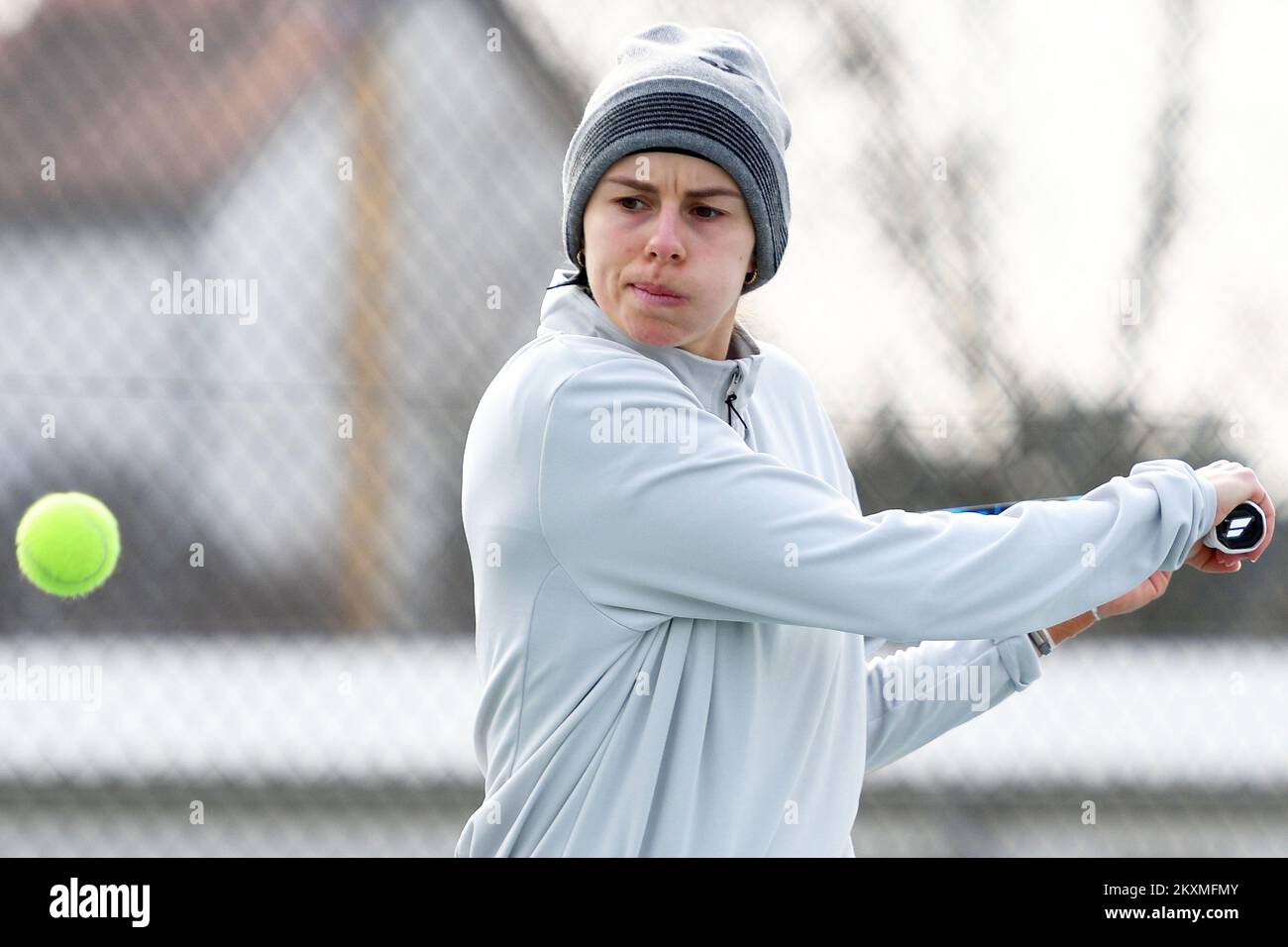 Polish tennis player Magda Linette attends a training session on Jug ...
