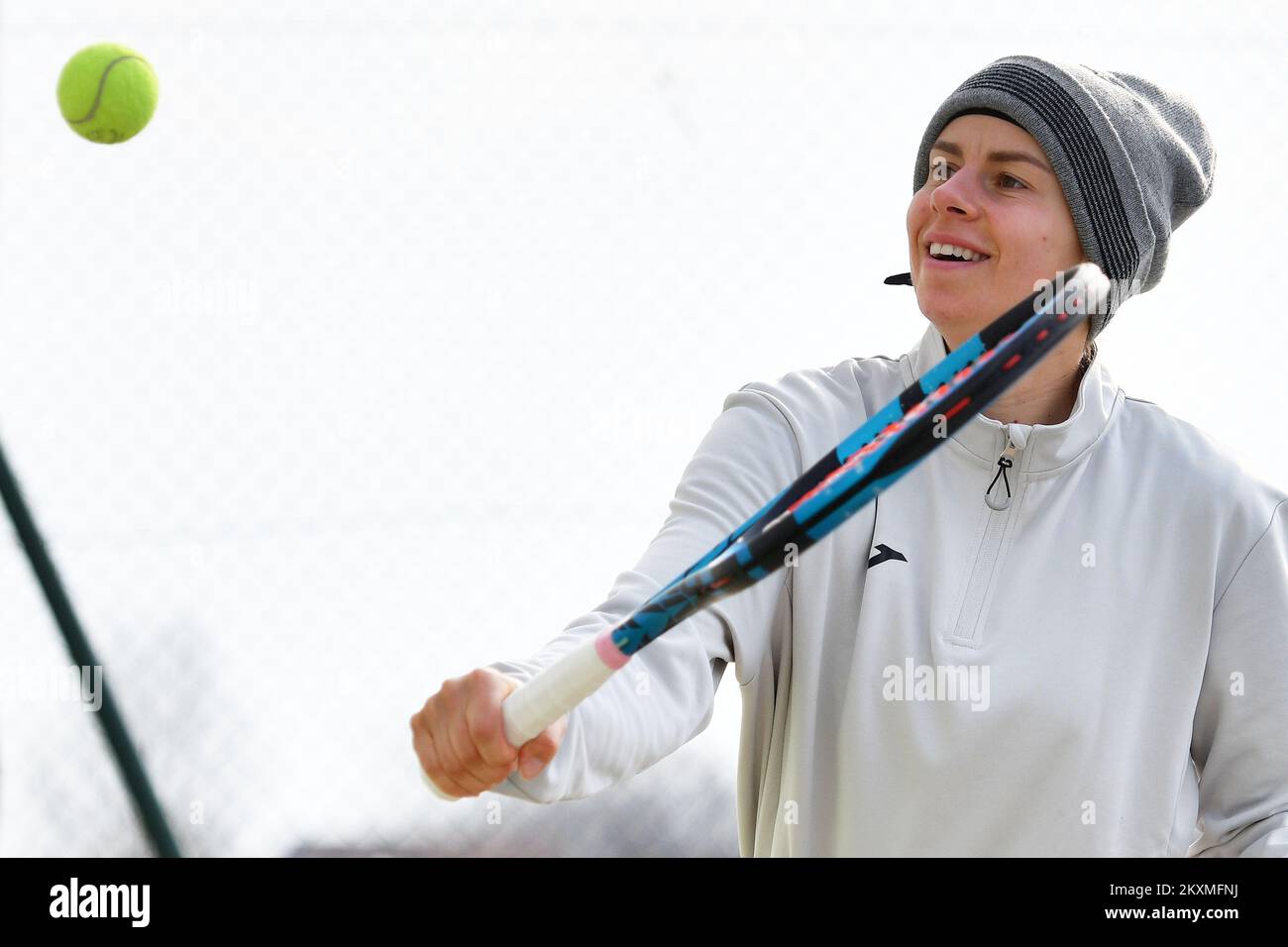 Polish tennis player Magda Linette attends a training session on Jug ...