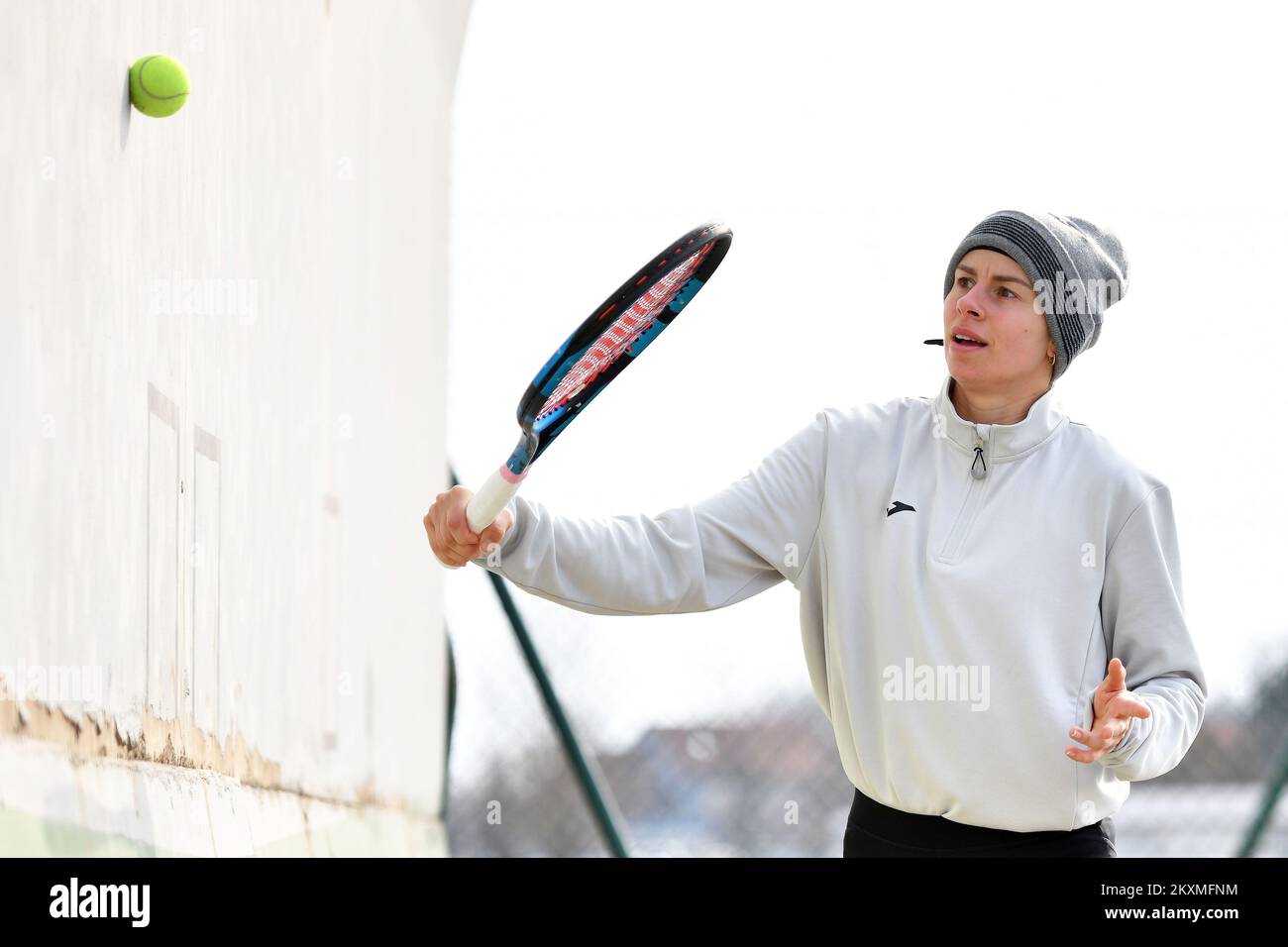 Polish tennis player Magda Linette attends a training session on Jug ...