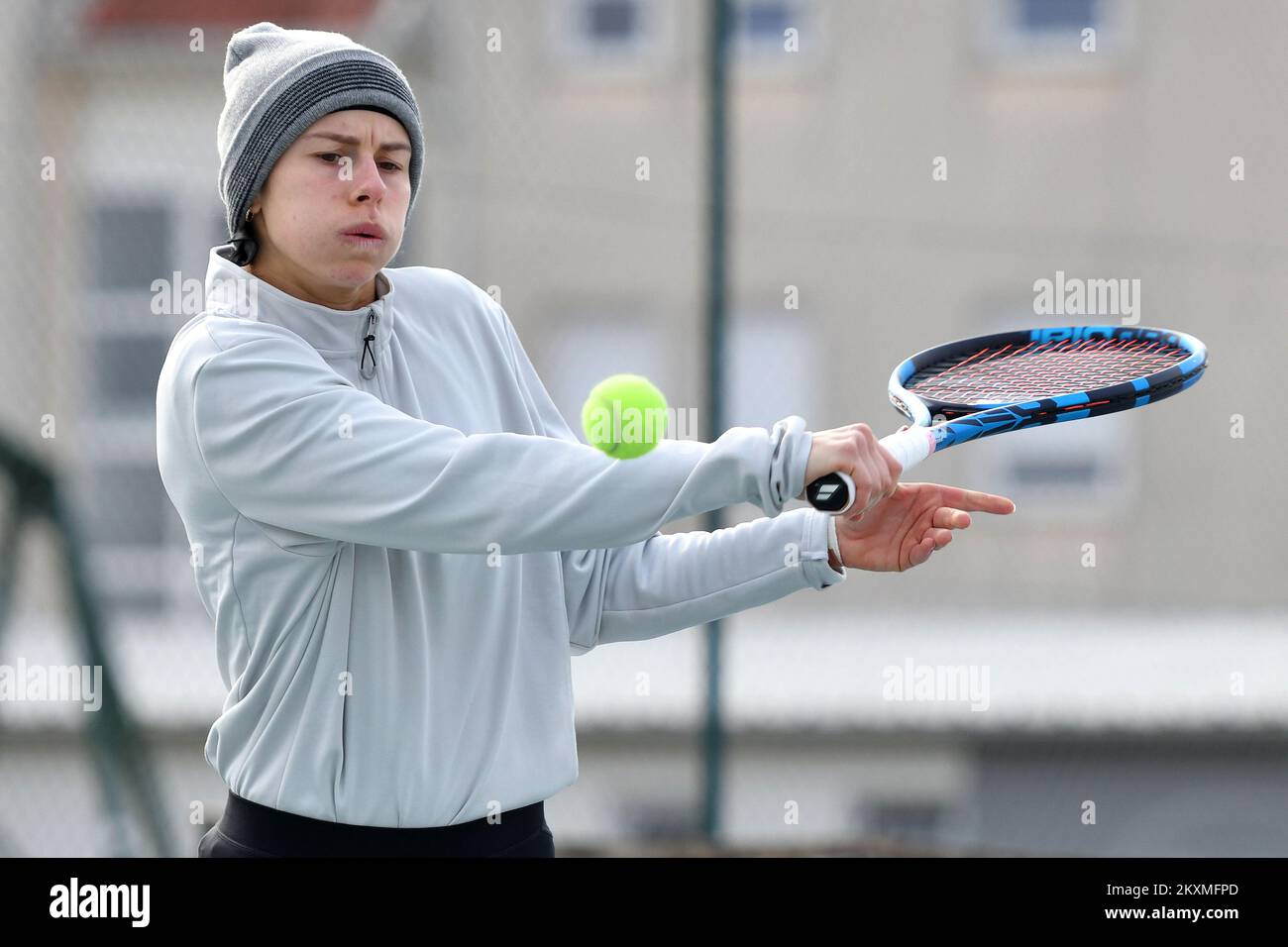 Polish tennis player Magda Linette attends a training session on Jug ...