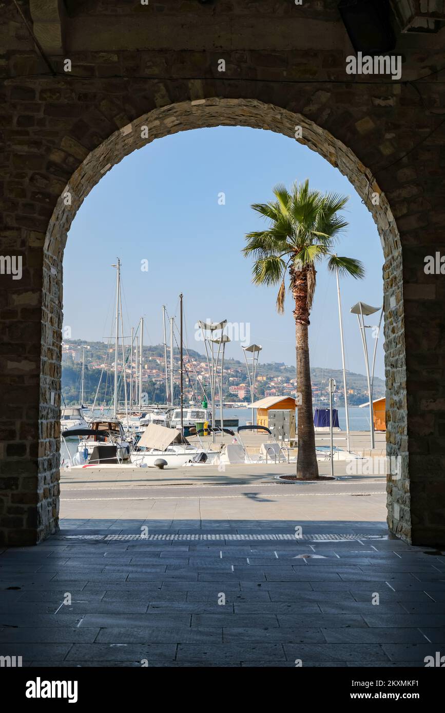Koper, Slovenia - October 14, 2022: silhouettes of the arcades of ...