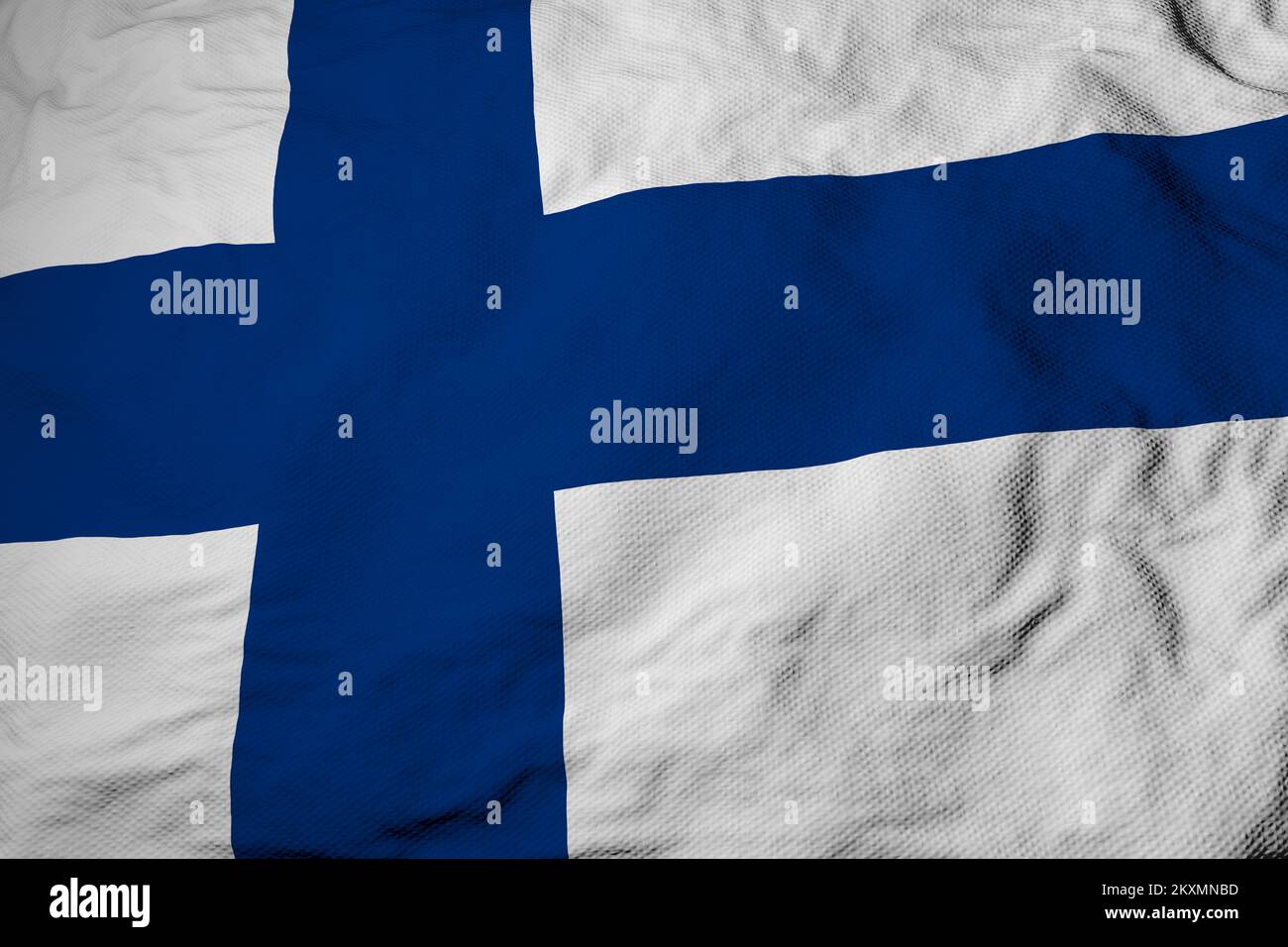 Full frame close-up on a waving Finland flag in 3D rendering Stock ...