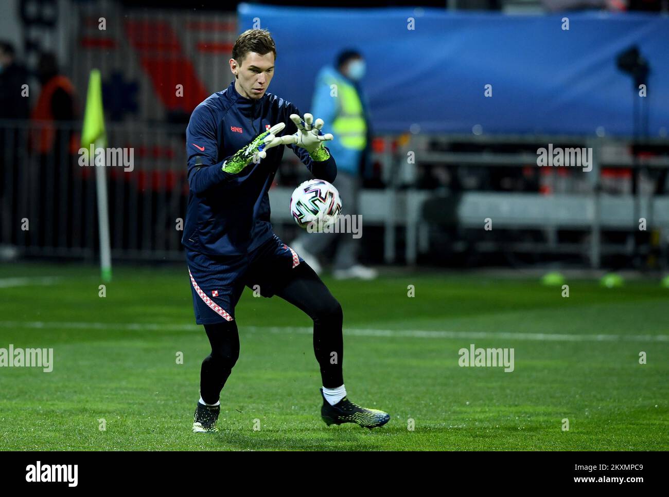Goalkeeper Adrian Semper of Croatia warms up prior the 2021 UEFA ...