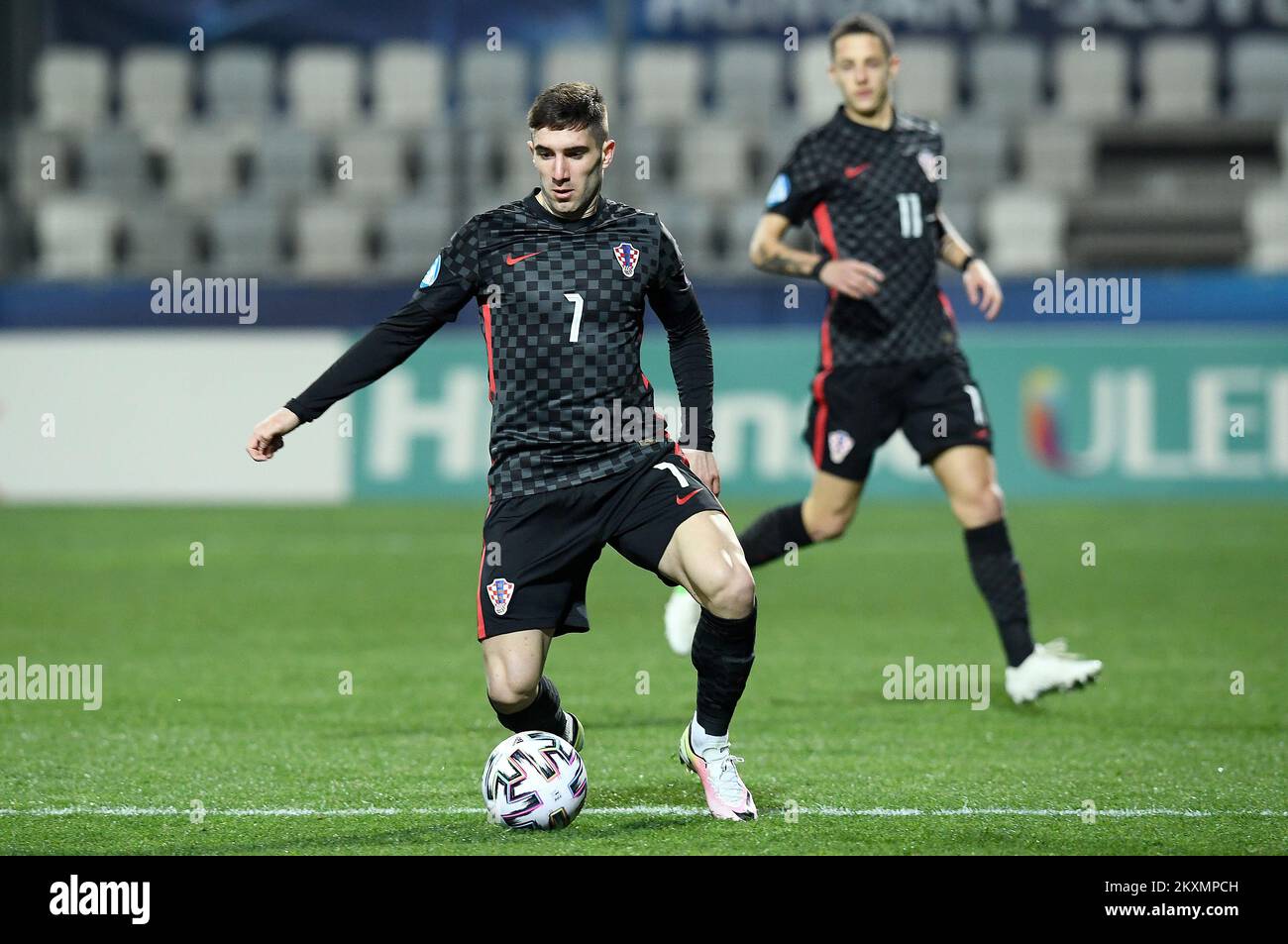 Luka Ivanusec of Croatia controls a ball during the 2021 UEFA European ...