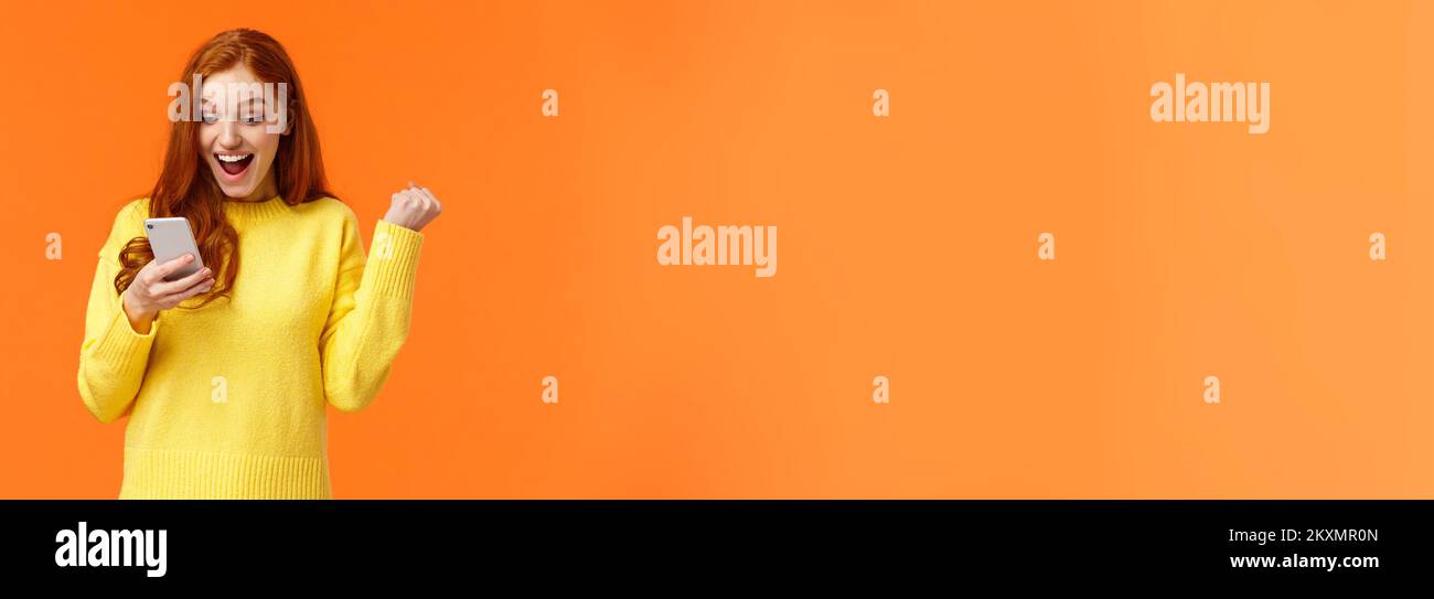 Girl received thousand likes under new picture. Cheerful and triumphing ...