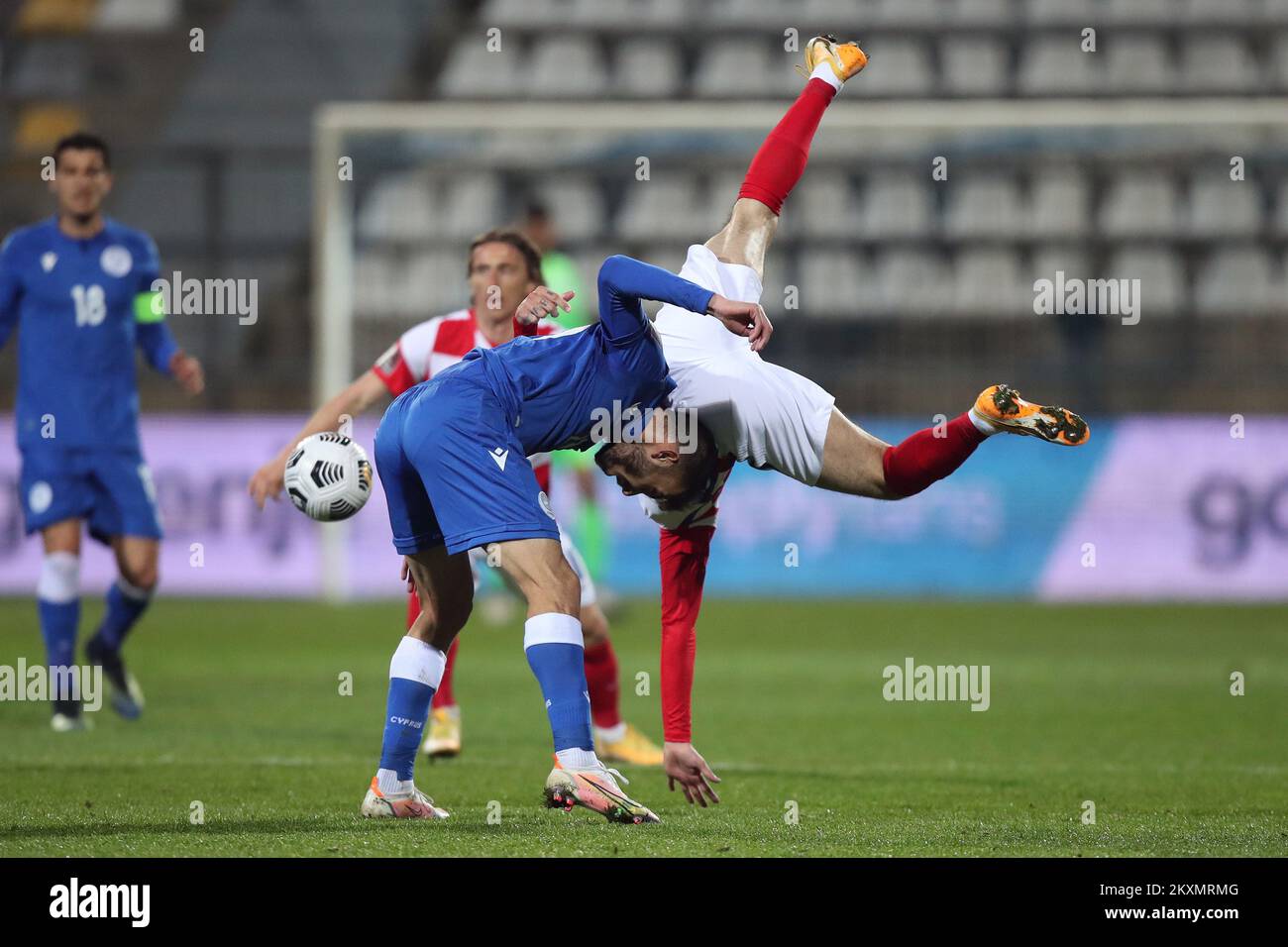 RIJEKA, CROATIA - MARCH 27: Ioannis Pittas of Cyprus and Sime Vrsaljko ...