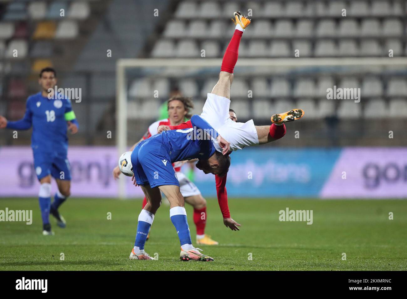 RIJEKA, CROATIA - MARCH 27: Ioannis Pittas of Cyprus and Sime Vrsaljko ...