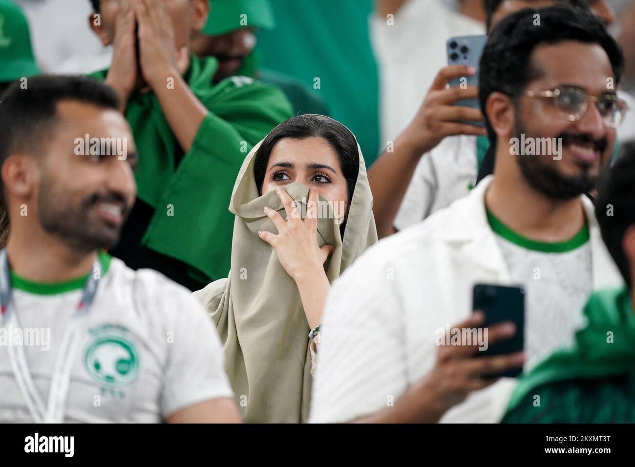 Saudi Arabia fans in the stands before the FIFA World Cup Group C match ...