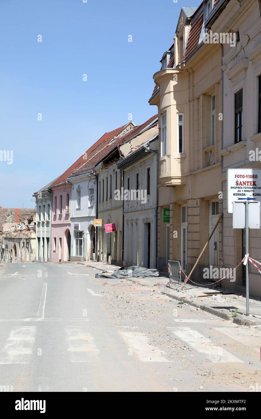 City center of Petrinja three months after devastating earthquake , in ...