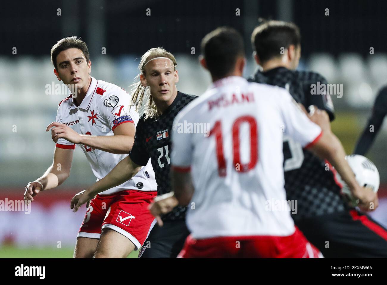 RIJEKA, CROATIA - MARCH 30: Domagoj Vida of Croatia and Alexander ...