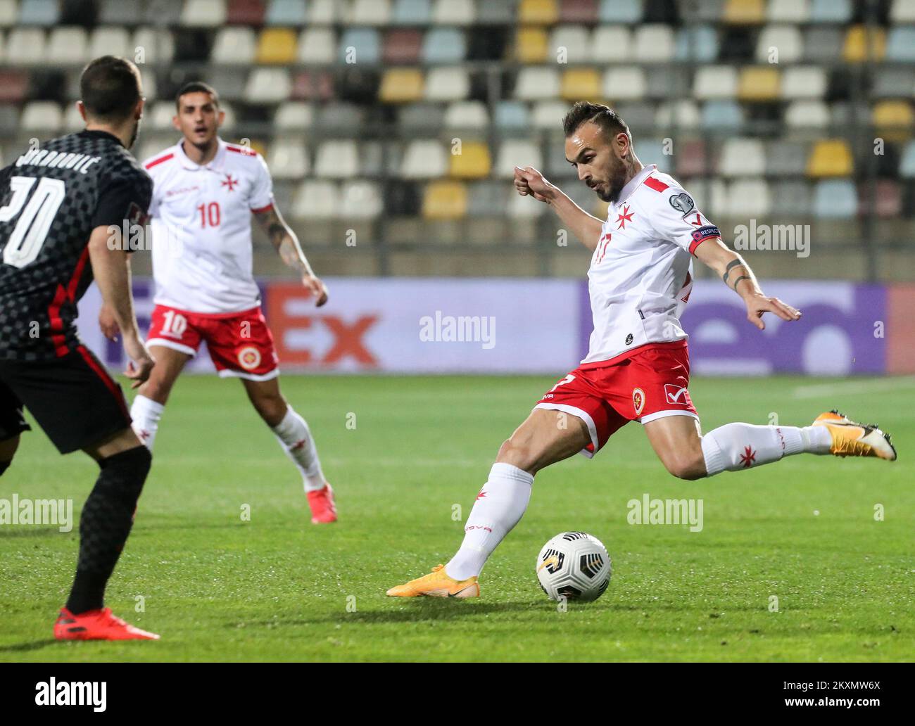 RIJEKA, CROATIA - MARCH 30: Teddy Teuma of Malta in action during the ...