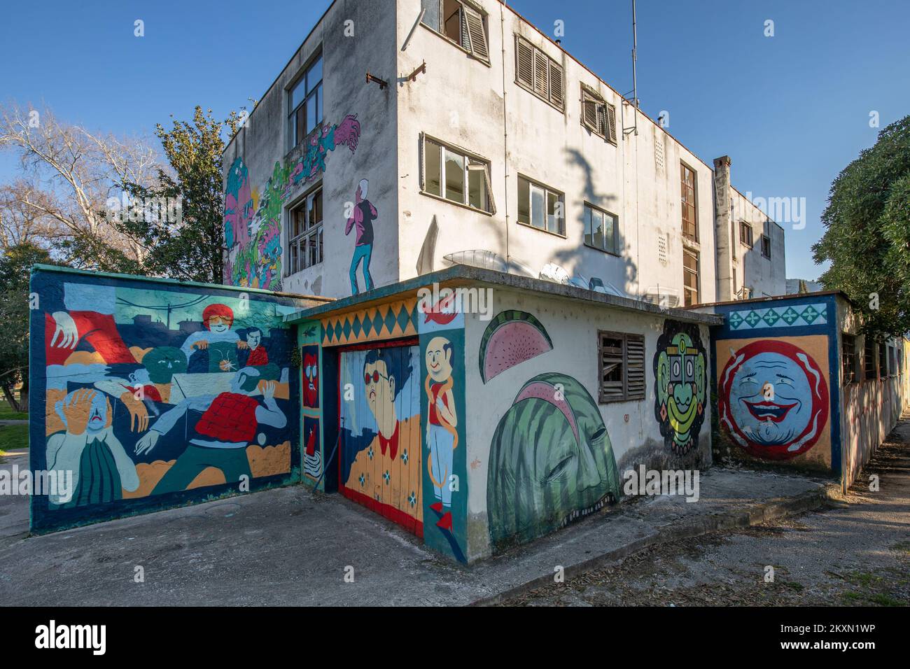 A graffiti is seen on a wall as part of "Zen Opuzen" art festival in ...