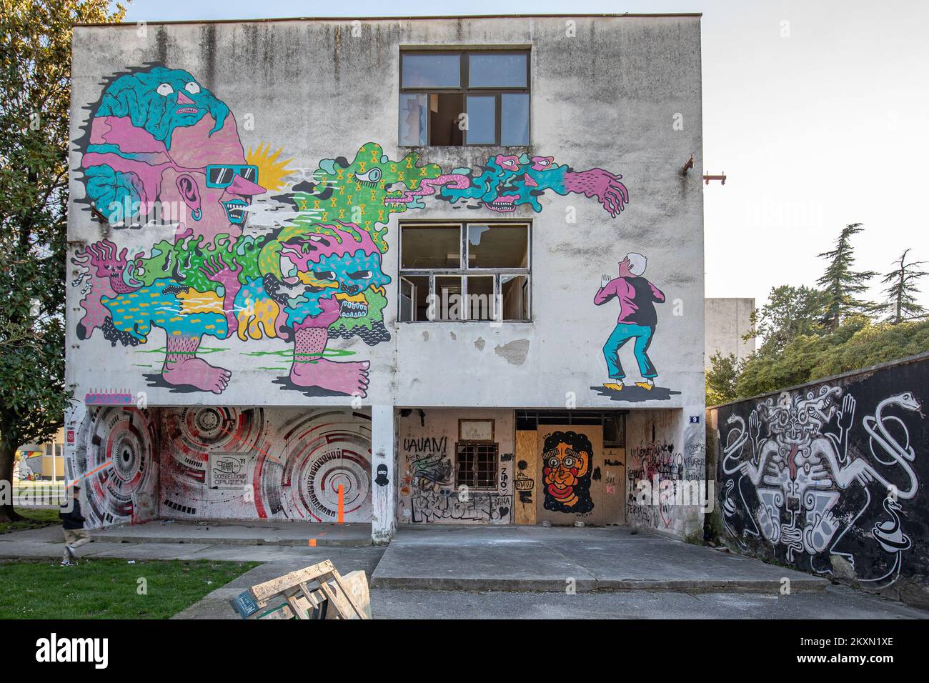 A graffiti is seen on a wall as part of "Zen Opuzen" art festival in ...