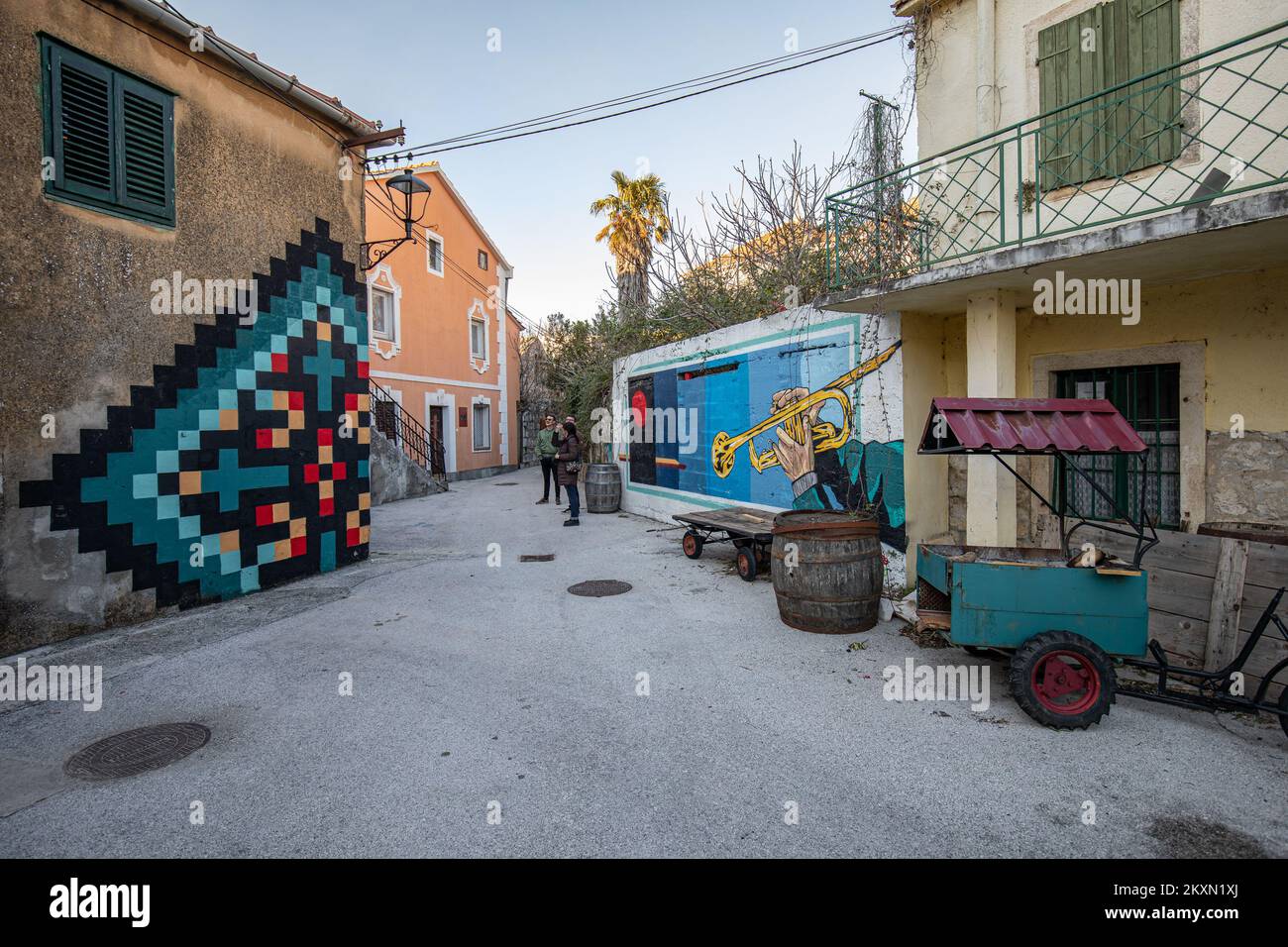 A graffiti is seen on a wall as part of "Zen Opuzen" art festival in ...