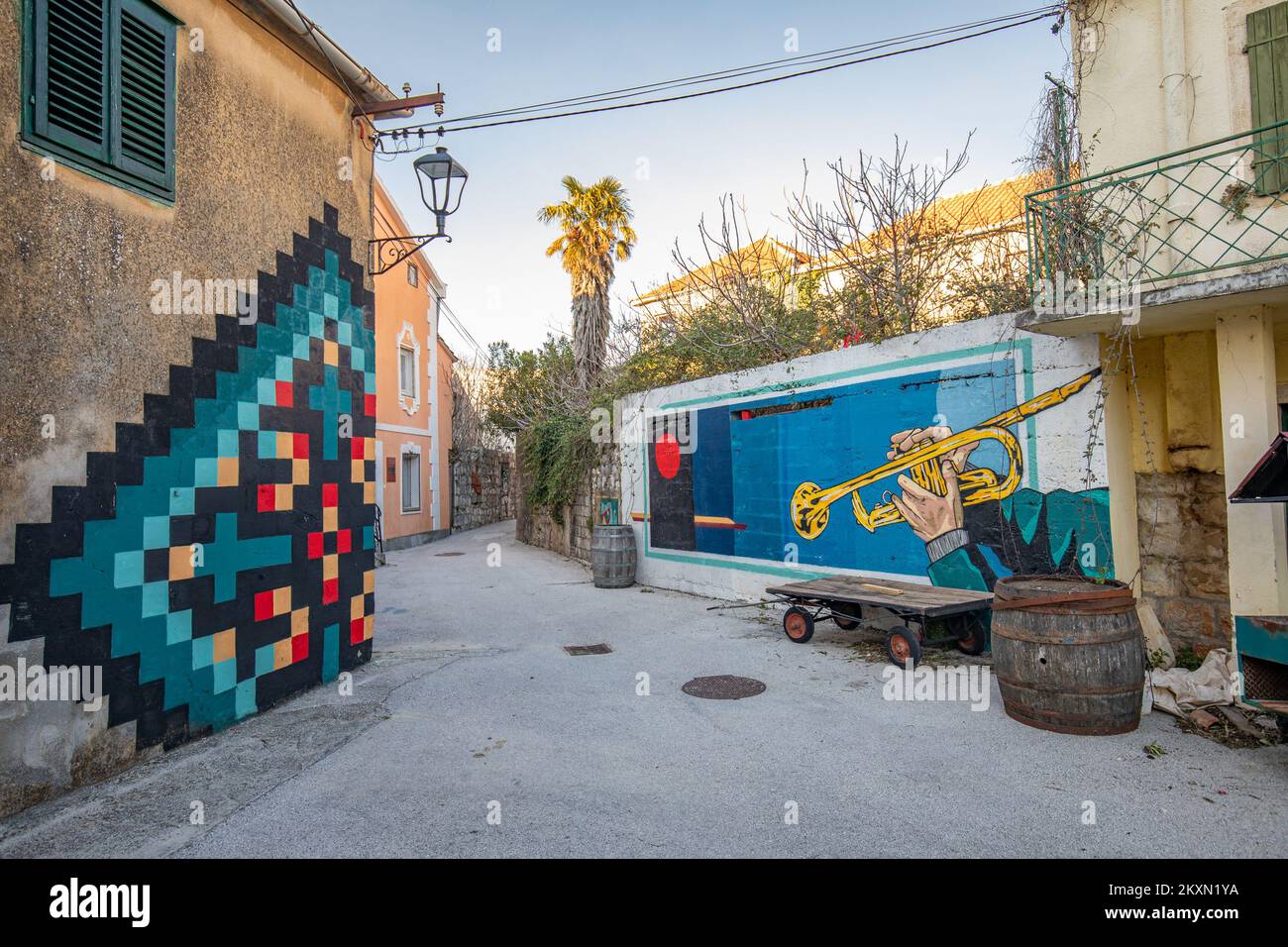 A graffiti is seen on a wall as part of "Zen Opuzen" art festival in ...