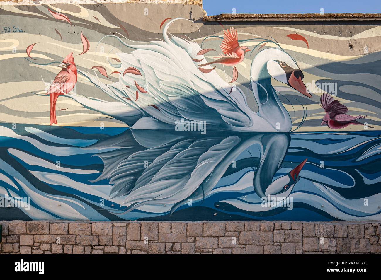 A graffiti is seen on a wall as part of "Zen Opuzen" art festival in ...