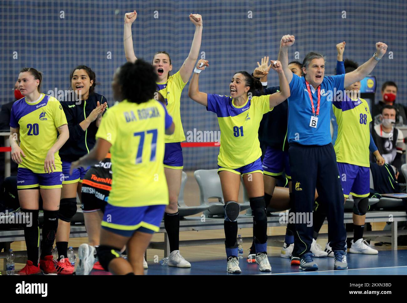 Head coach Duenas de Galarza Jorge of Brazil celebrate a goal during ...
