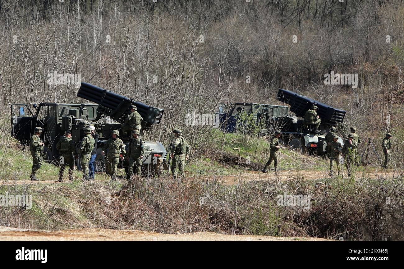 Croatian soldiers prepare armored vehicles during a military exercise ...