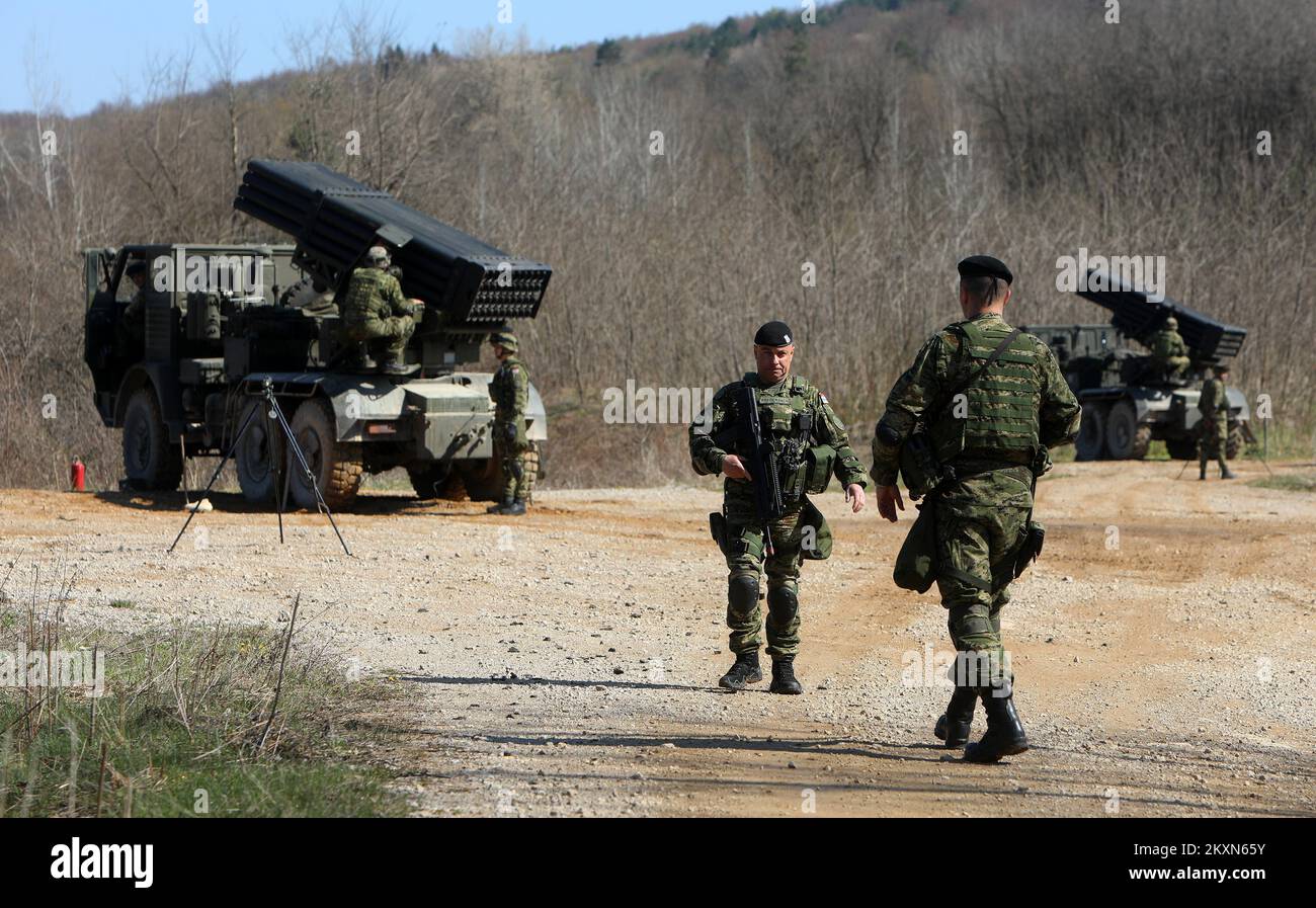 Croatian soldiers prepare armored vehicles during a military exercise ...
